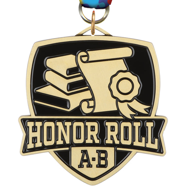 2.5" Honor Roll A-B Banner Shield Medal [MPSHD2-HRAB] – Trophy Depot