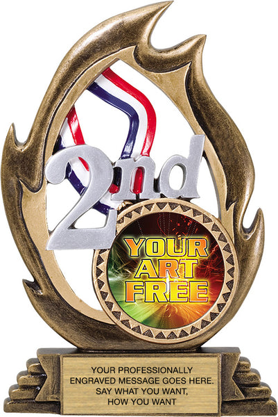 2nd Place Flame Color Resin Custom Insert Trophy [RXMFC7-2ND] – Trophy Depot