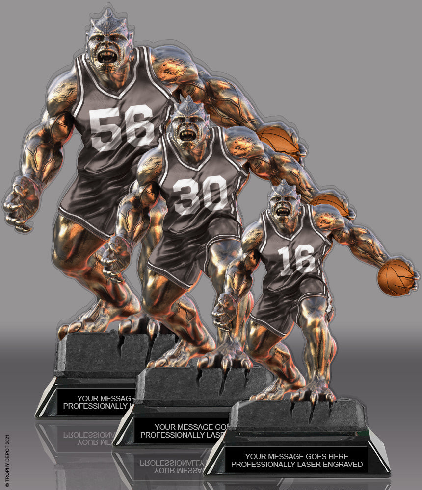 Beast Basketball Choose Your Number Acrylic Trophies - Grey – Trophy Depot