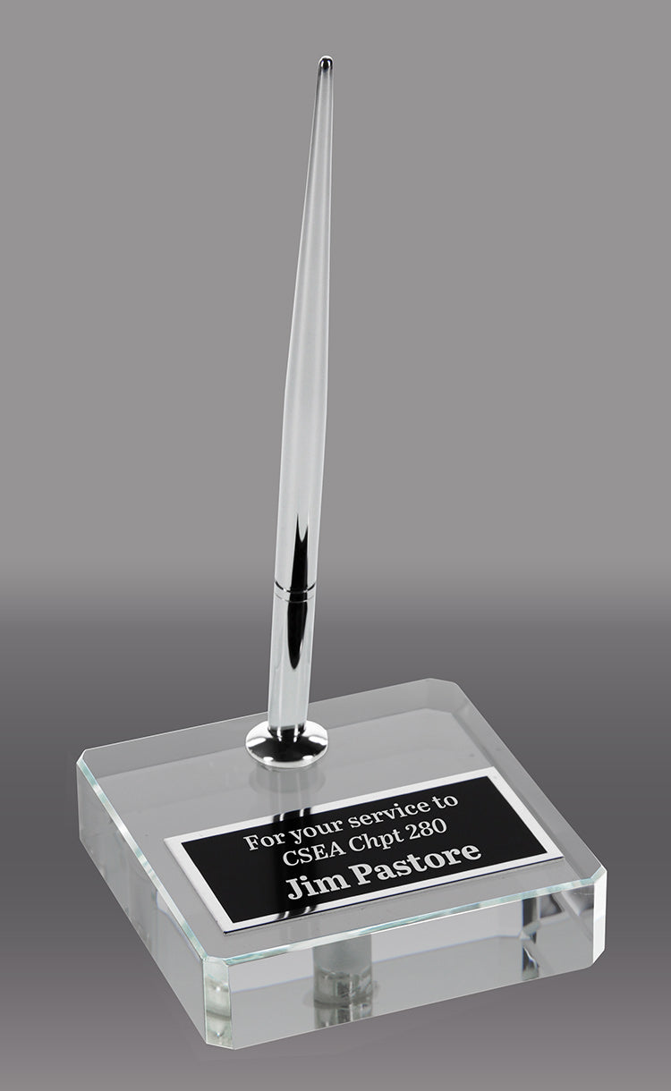 Pen Set with Clear Glass Base [CPS82PN] – Trophy Depot