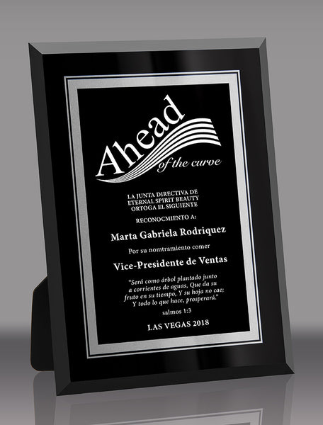 Black Glass Designer Desktop Plaque [TDG2887-9] – Trophy Depot