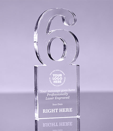 Number 6 Acrylic Award - 6 inch [ATNM-6-6-Q] – Trophy Depot