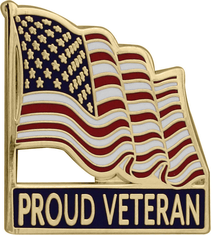 Proud to be a Veteran American Flag Pin- Gold [PVET4-G] – Trophy Depot