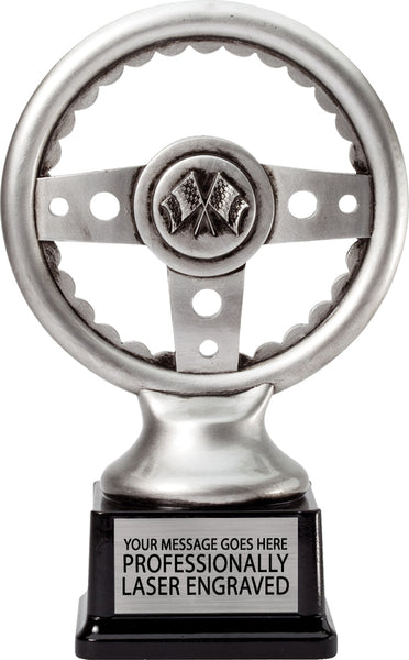 Silver Steering Wheel Resin Trophy - 10 inch [RM-076-10] – Trophy Depot