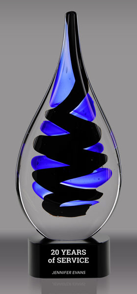 Black Twist Rain Drop Art Glass Award 11" AGJ26-11 – Trophy Depot