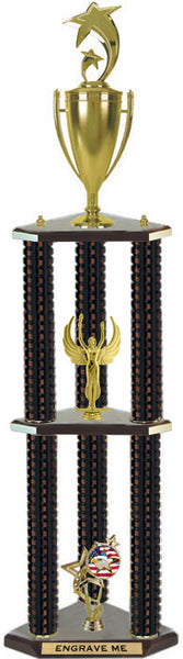 Wood Column 3-Post Trophy w/ Insert [TWD3P40] – Trophy Depot