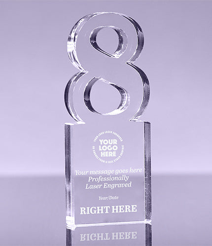 Number 8 Acrylic Award - 6 inch [ATNM-8-6-Q] – Trophy Depot
