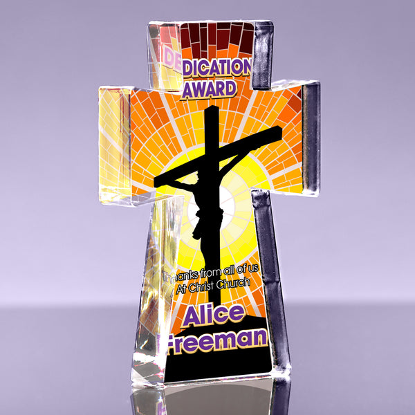 1 inch Thick Stained Glass Acrylic Cross Award - Radiance - 6 inch [AT ...