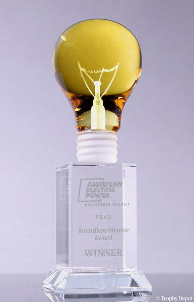 Crystal Yellow Light Bulb Award [CM66LB-8] – Trophy Depot