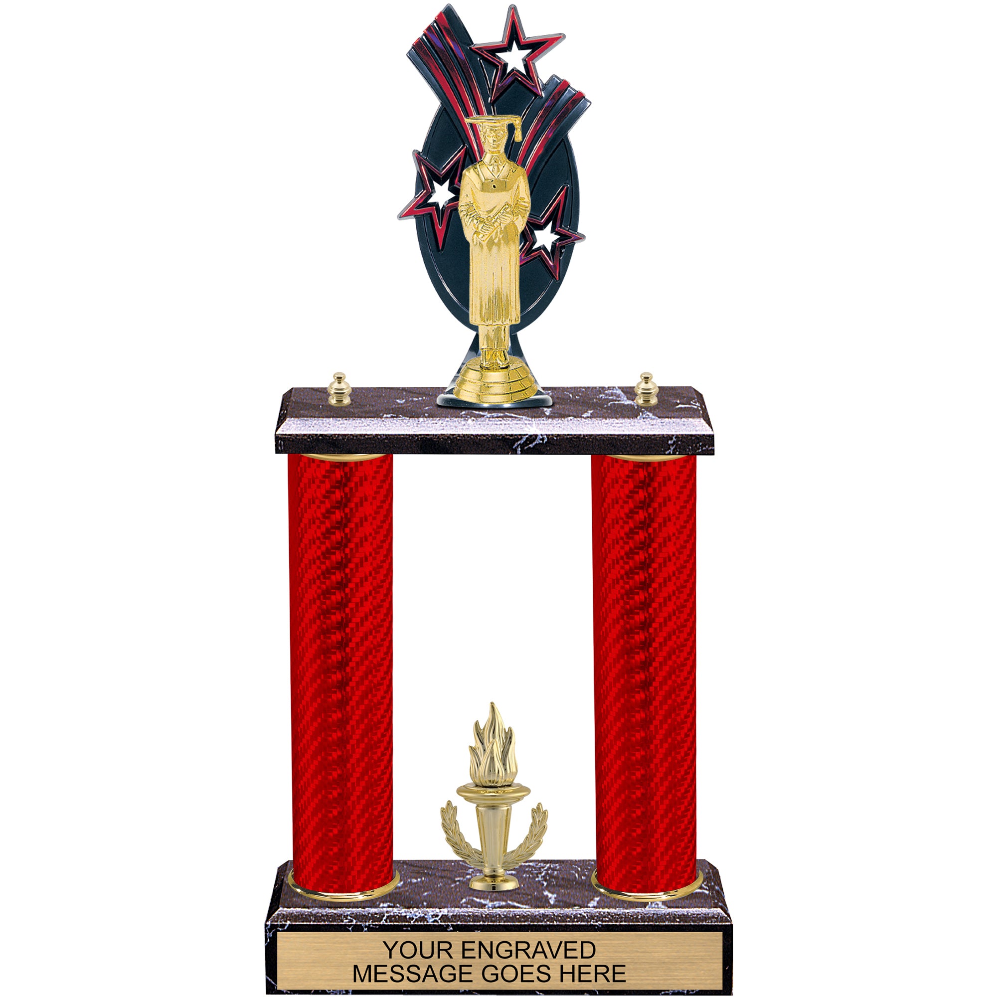 Triple Star Backdrop Two-Post Trophy - 17 inch [T2P17BD] – Trophy Depot